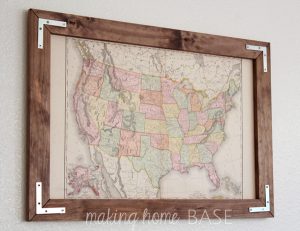 DIY Rustic Frame - Frame a Vintage Map for a Rustic Look
