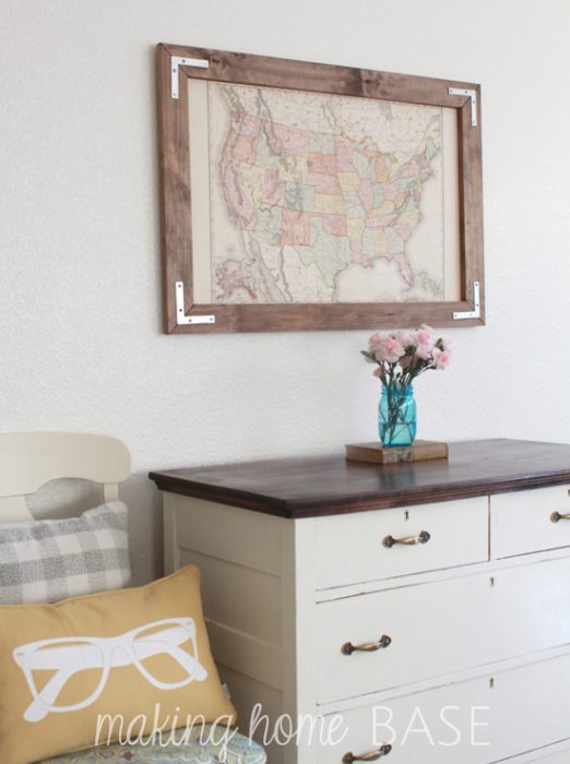 DIY Rustic Frame - Frame a Vintage Map for a Rustic Look