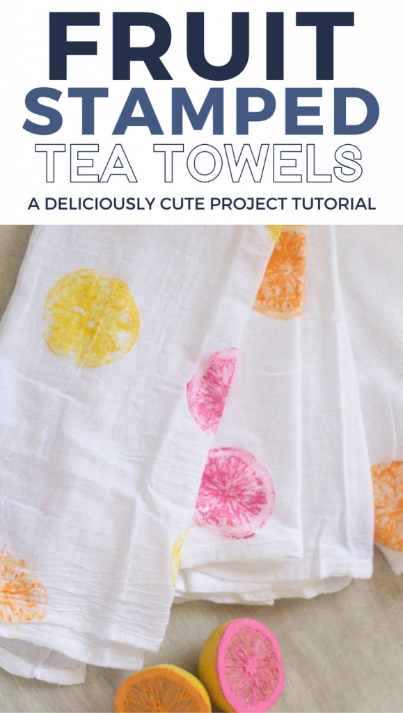 DIY Painted Tea Towels using Lemons and Stamps - Great Gift idea